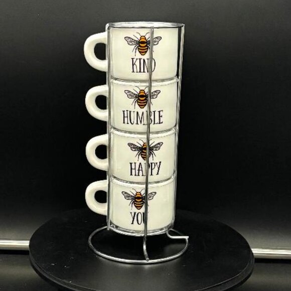 Bee Themed Expresso | Kitchen | Stacking Bee 3 Oz Expresso Ceramic Cups ...